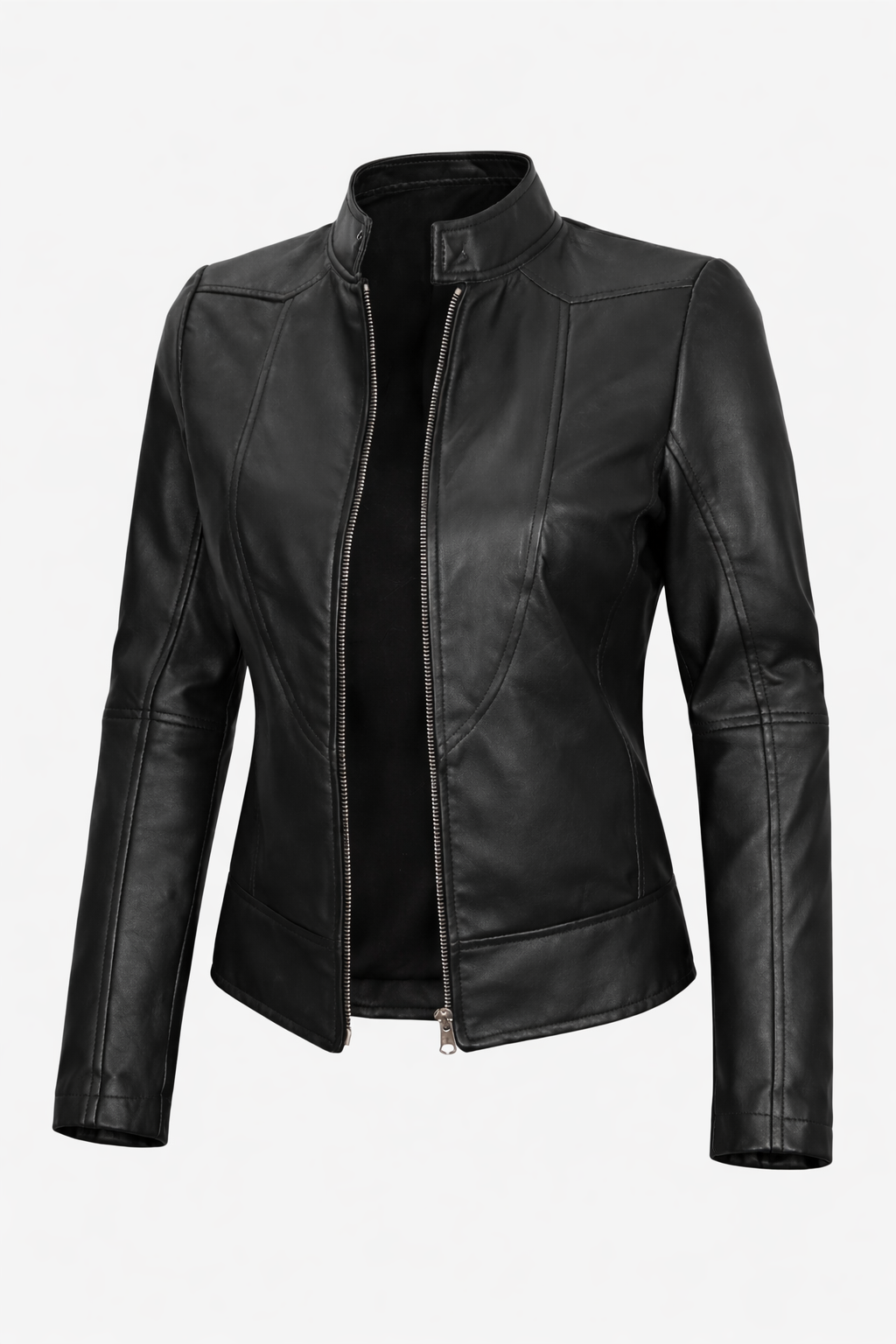 Women's Black Leather Jacket - Premium Genuine Leather Zip-Front Moto ...