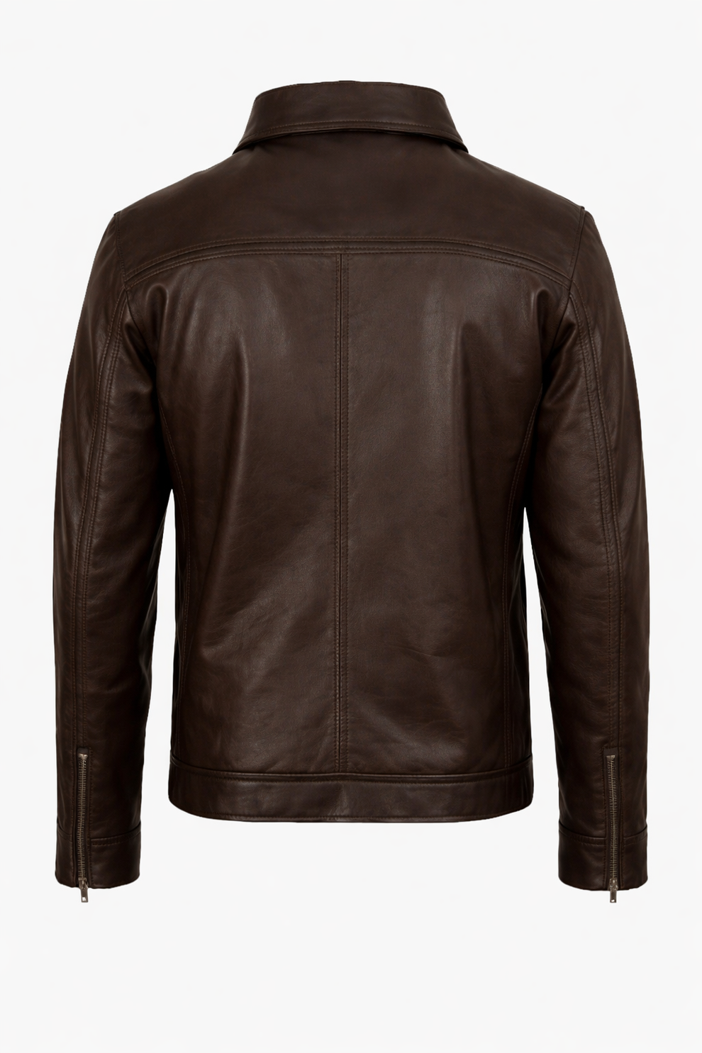 Men's Brown Leather Jacket - Classic Zip-Front Genuine Leather ...